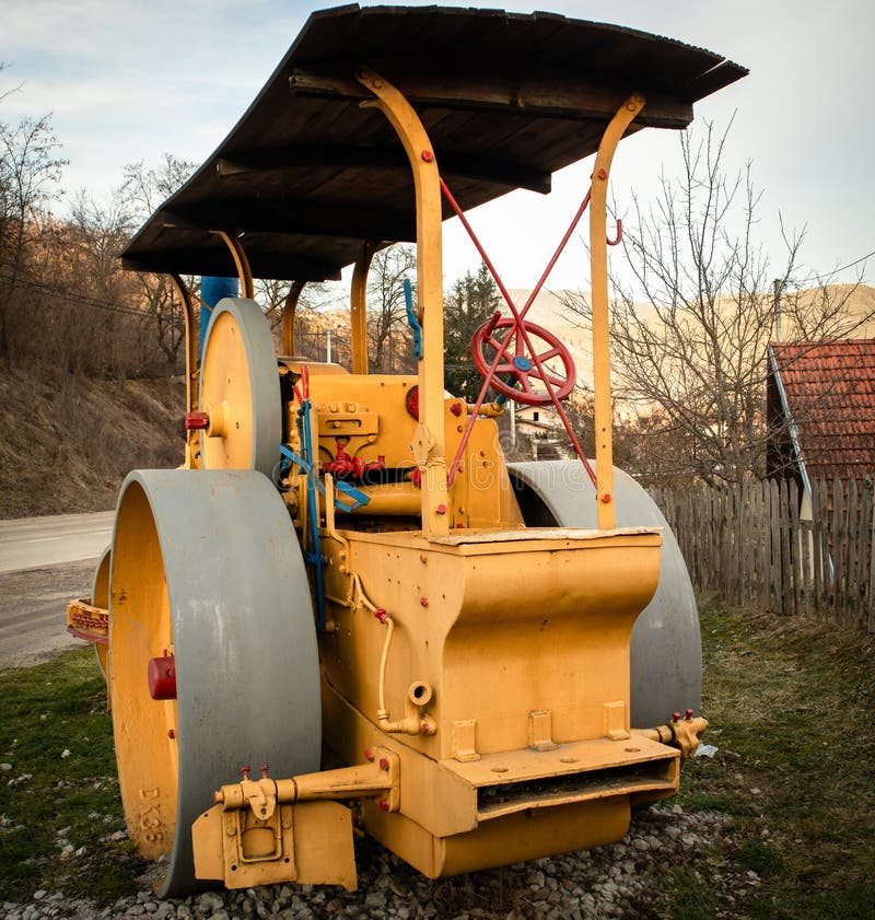 Old rustic steamroller stock photo. Image of asphalt - 139641896