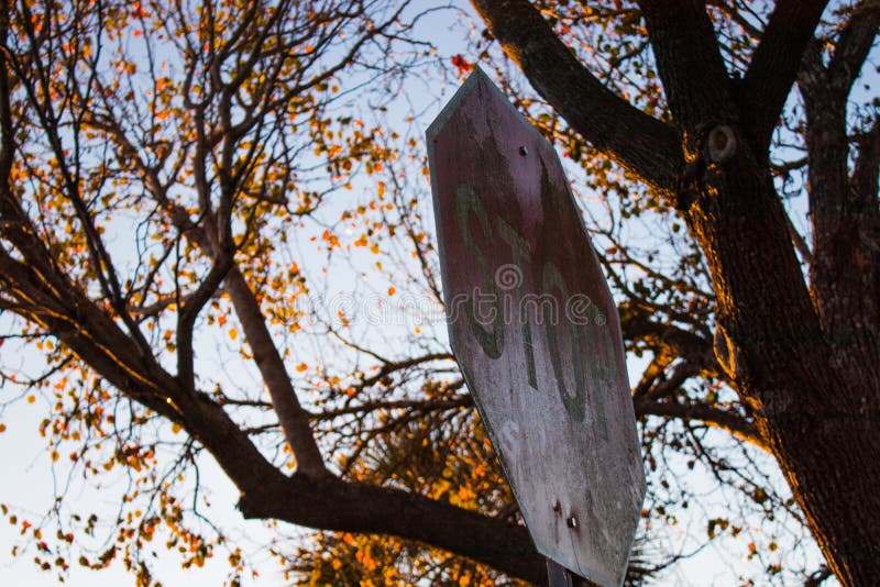 Old Rustic Stop Sign in the City Stock Photo - Image of road, field ...