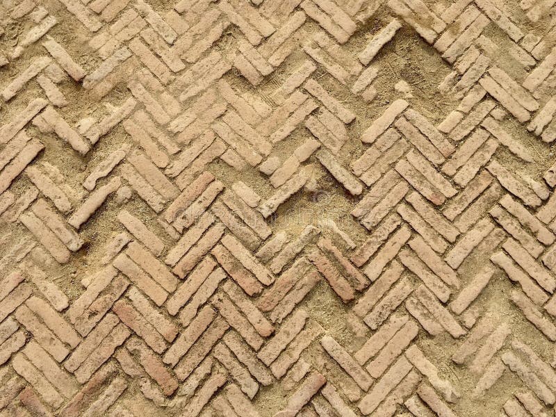 Old Rustic Terracotta Brick Herringbone Stock Photo - Image of rustic ...