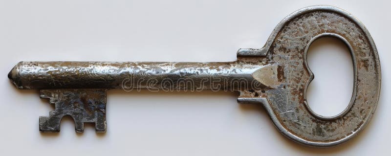 Old Rustic Vintage Key on White Background, Close-up. Concept of Retro ...