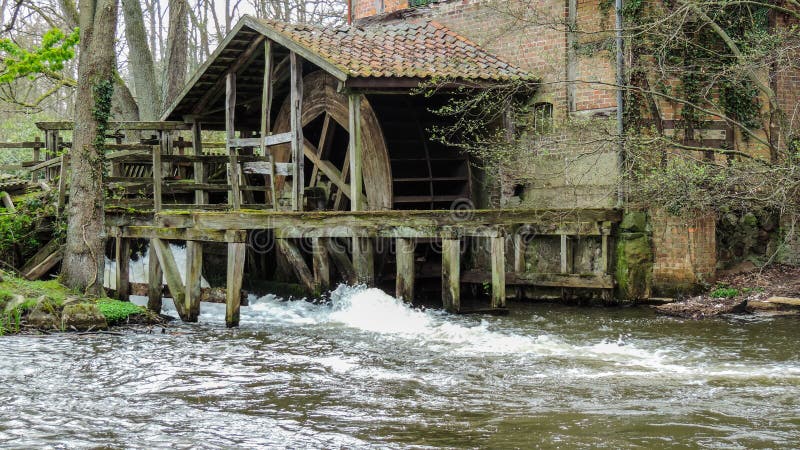 Old rustic water mill stock image. Image of pond, winter - 91770083