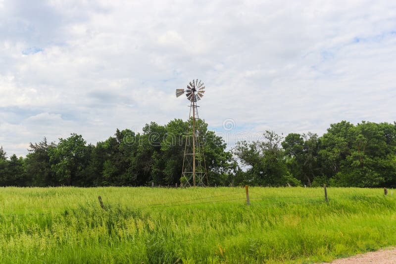 Old Rustic Windmill on Nebraska Pasture Landscape Stock Image - Image ...