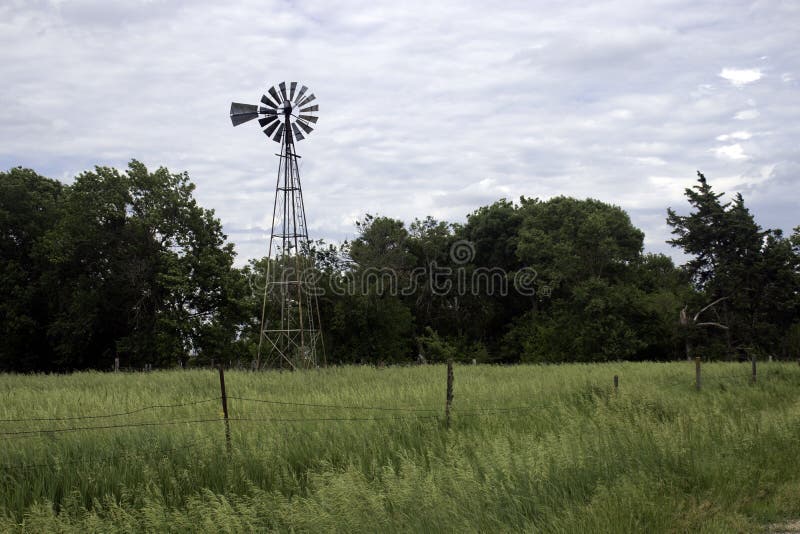 Old Rustic Windmill on Nebraska Pasture Landscape Stock Photo - Image ...