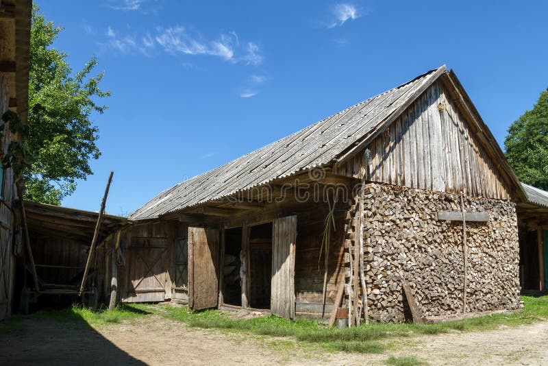 Old Rustic Wooden Barn Building in Village at Summer Stock Image ...
