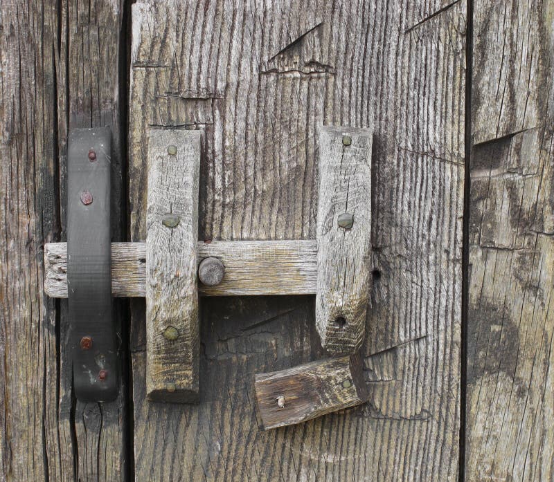 Old Rustic Wooden Door Latch. Stock Photo - Image of handle, pioneer ...