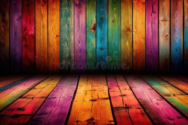 Old Rustic Wooden Wall Texture Abstract Background in Colorful Rainbow ...