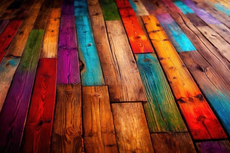 Old Rustic Wooden Wall Texture Abstract Background in Colorful Rainbow ...