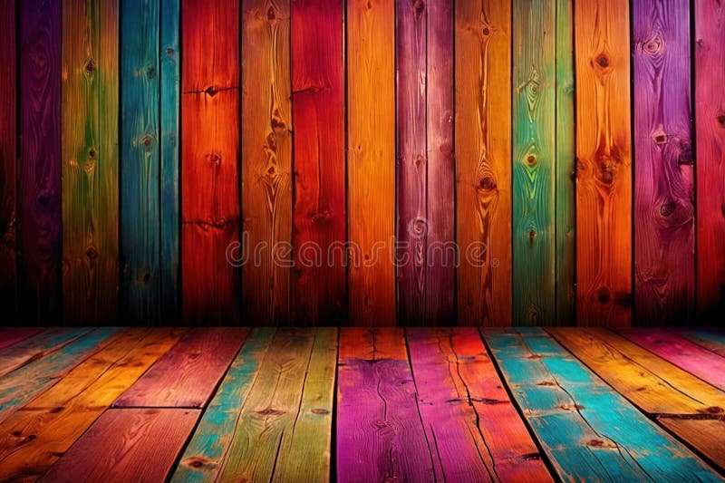 Old Rustic Wooden Wall Texture Abstract Background in Colorful Rainbow ...
