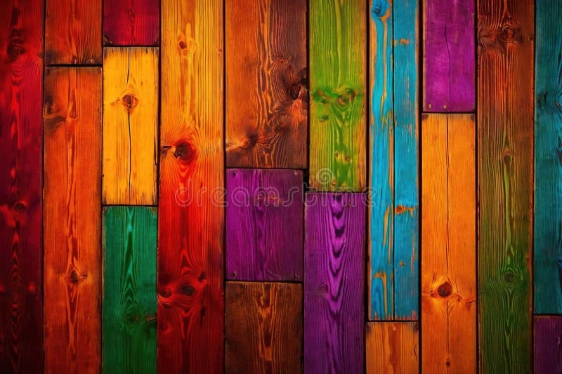 Old Rustic Wooden Wall Texture Abstract Background in Colorful Rainbow ...