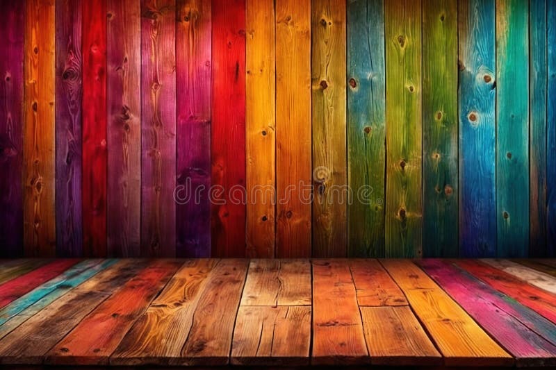 Old Rustic Wooden Wall Texture Abstract Background in Colorful Rainbow ...