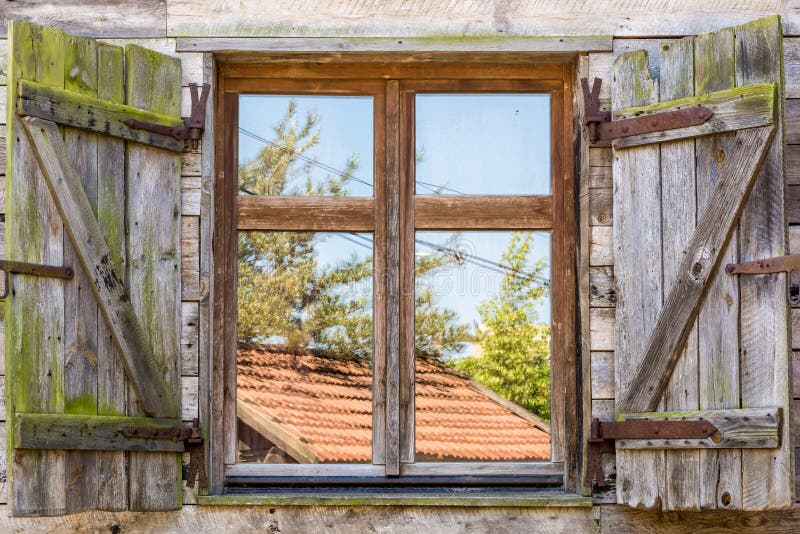 Old Rustic Window of a Traditional Farm Stock Photo - Image of ...