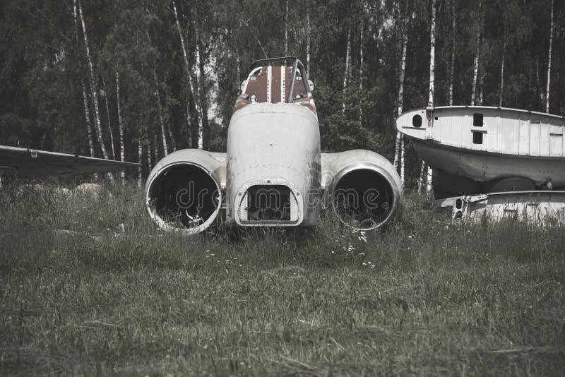 Old Rusty Abandoned Airplane in the Open Air. Stock Photo - Image of ...