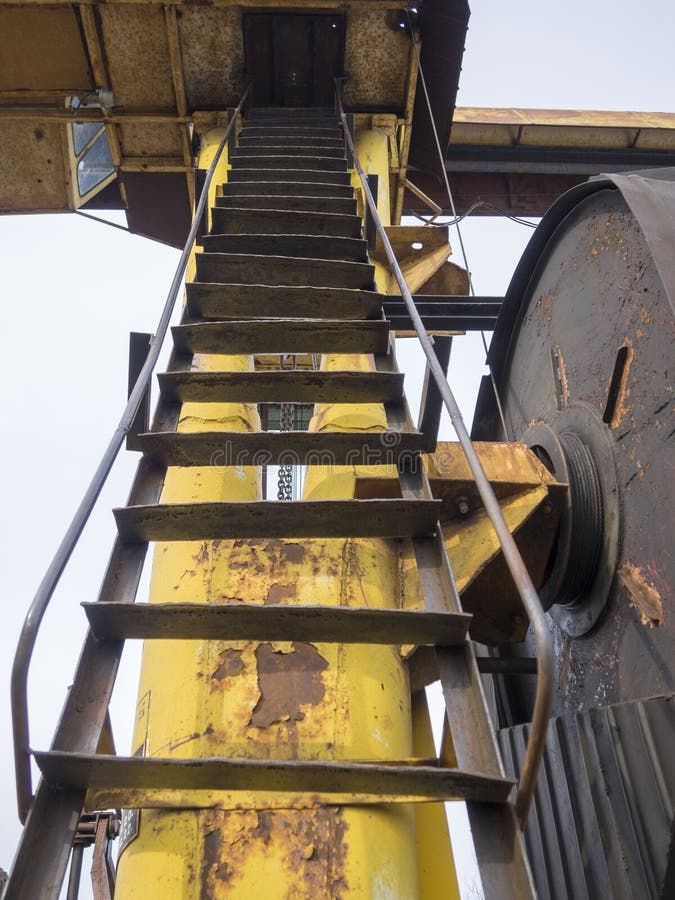 Old Rusty Abandoned Building Gantry Crane on Rusty Rails. Abandoned ...