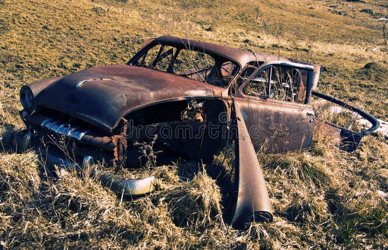 Old Rusty Abandoned Car In A Field Stock Photo - Image of abandoned ...
