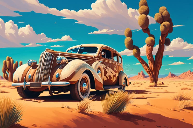 Abandoned Car Desert Stock Illustrations – 716 Abandoned Car Desert ...