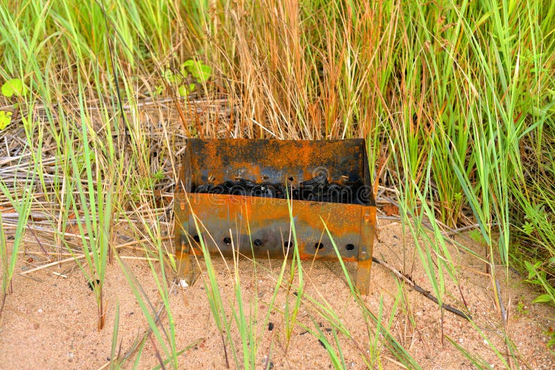 Old rusty abandoned grill. stock photo. Image of natural - 98454660