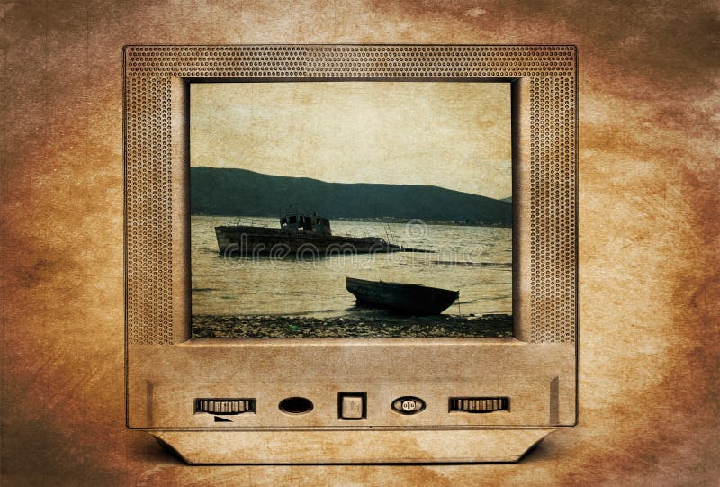 Old Rusty Abandoned Ruined Boat on TV Stock Photo - Image of island ...