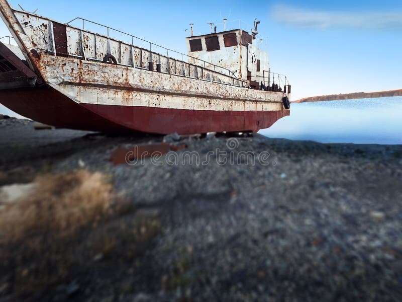 Old Rusty Abandoned Ruined Vessel, an Abandoned Rusty Ship Stock Image ...