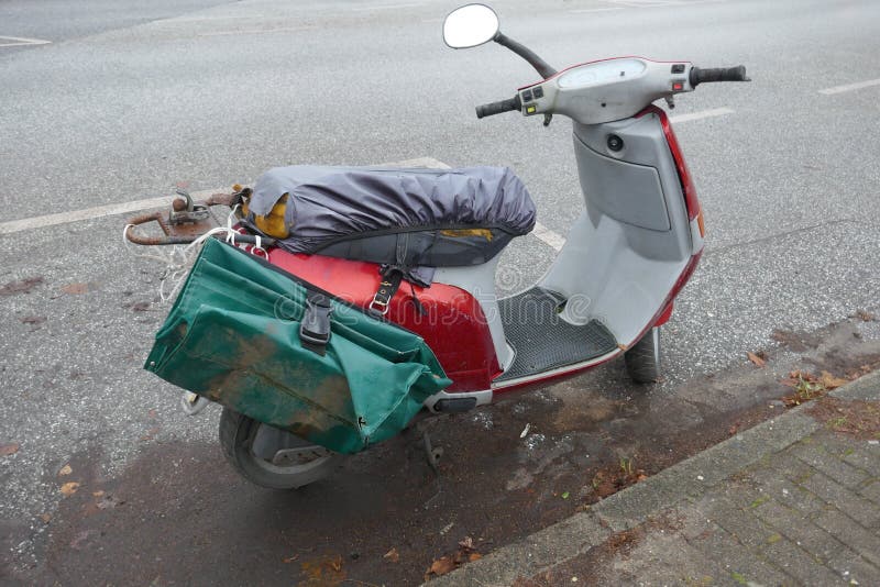 Old Rusty and Abandoned Scooter at the Roadside Stock Image - Image of ...