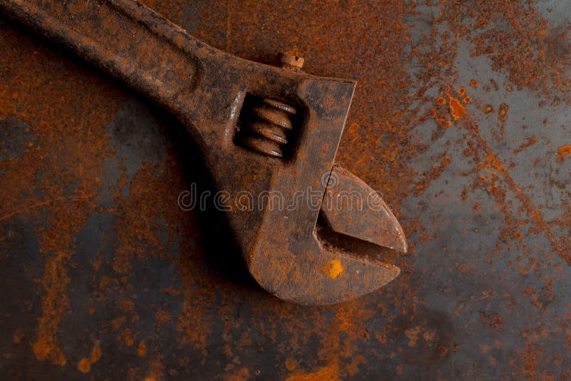 Old Rusty Adjustable Wrench Stock Photo - Image of industrial, grunge ...