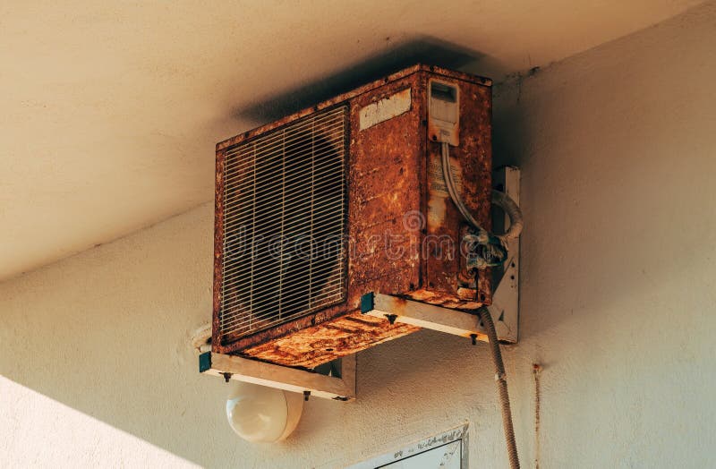 Old Rusty Air Conditioner External Unit Stock Photo - Image of cool ...