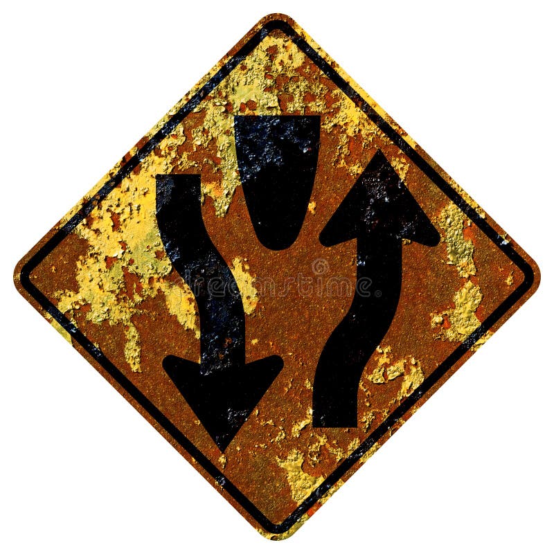 Old Rusty American Road Sign - Divided Highway Stock Illustration ...