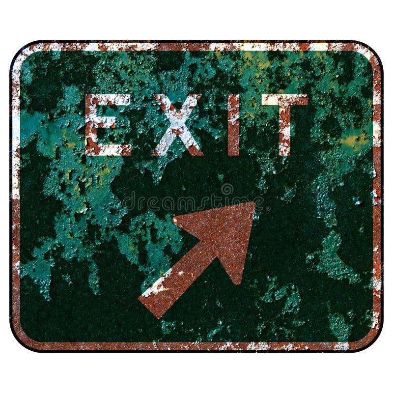 Old Rusty American Road Sign - Exit Sign, Right Stock Illustration ...
