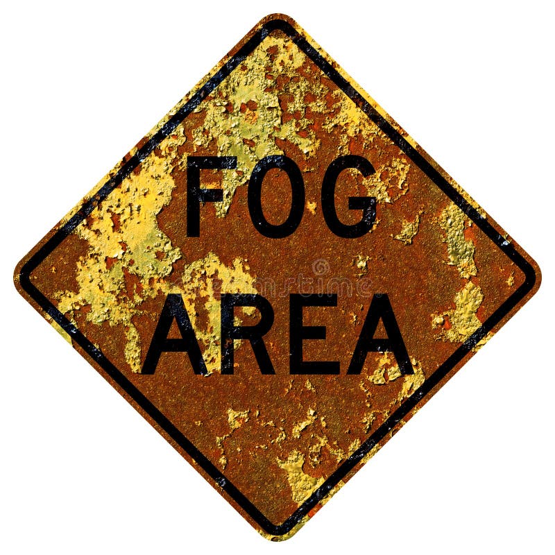 Old Rusty American Road Sign - Fog Area Stock Illustration ...