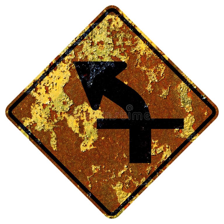 Old Rusty American Road Sign - Horizontal Alignment Intersection Stock ...