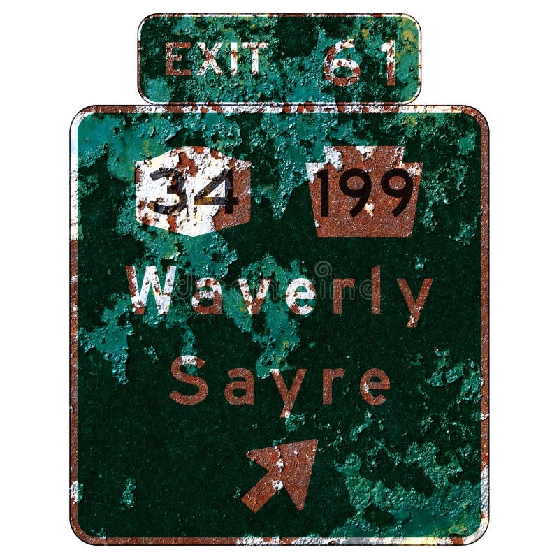 Old Rusty American Road Sign - Interchange Exit Direction, New York ...