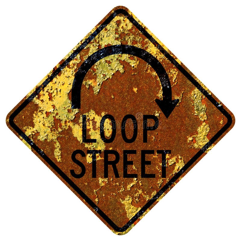 Old Rusty American Road Sign - Loop Street Stock Illustration ...
