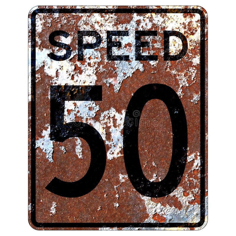Old Rusty American Road Sign - Speed Limit Oregon Stock Illustration ...