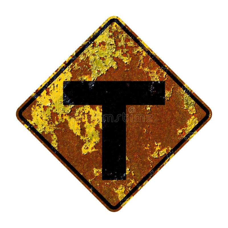 Old Rusty American Road Sign - T Roads Stock Illustration ...