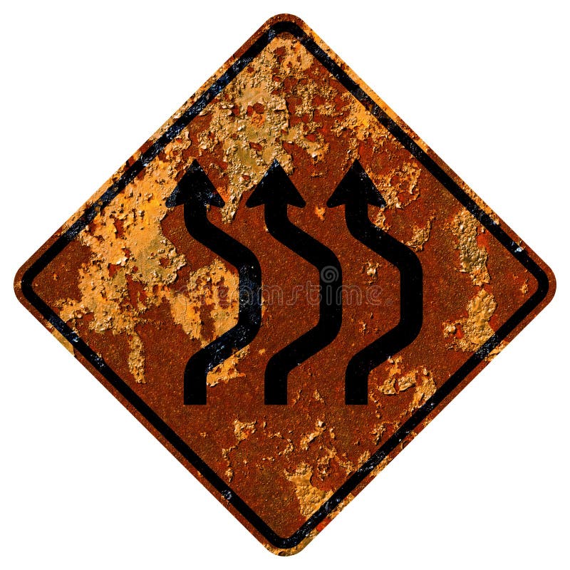 Old Rusty American Road Sign - Triple Lane Shift Pair Stock ...