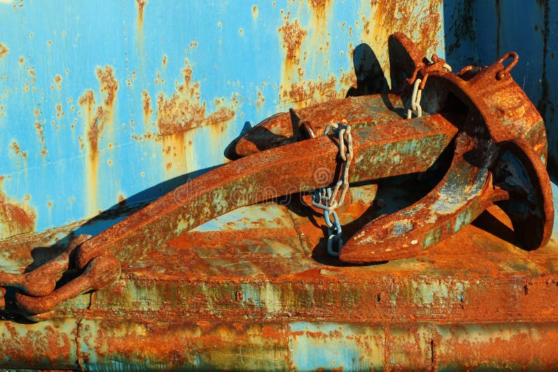 Old Rusty Anchor with Chain Stock Image - Image of ocean, steel: 97287473