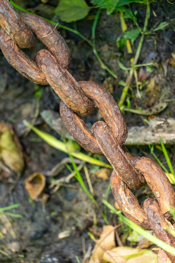 An Old Rusty Anchor Chain. Fixing the Boat on the Pier Stock Photo ...