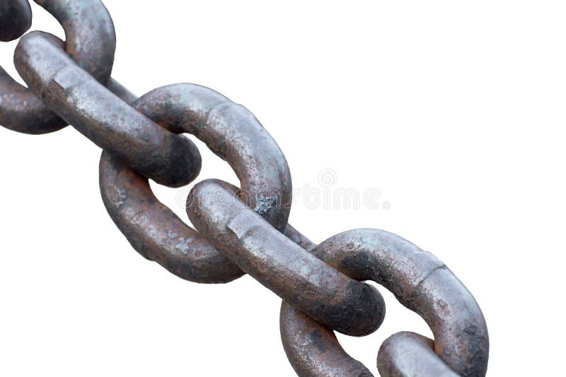 Old Rusty Anchor Chain. Iron Chain Links on White Background Stock ...