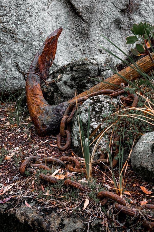 Old Rusty Anchor with Heavy Chain Stock Image - Image of coast, detail ...