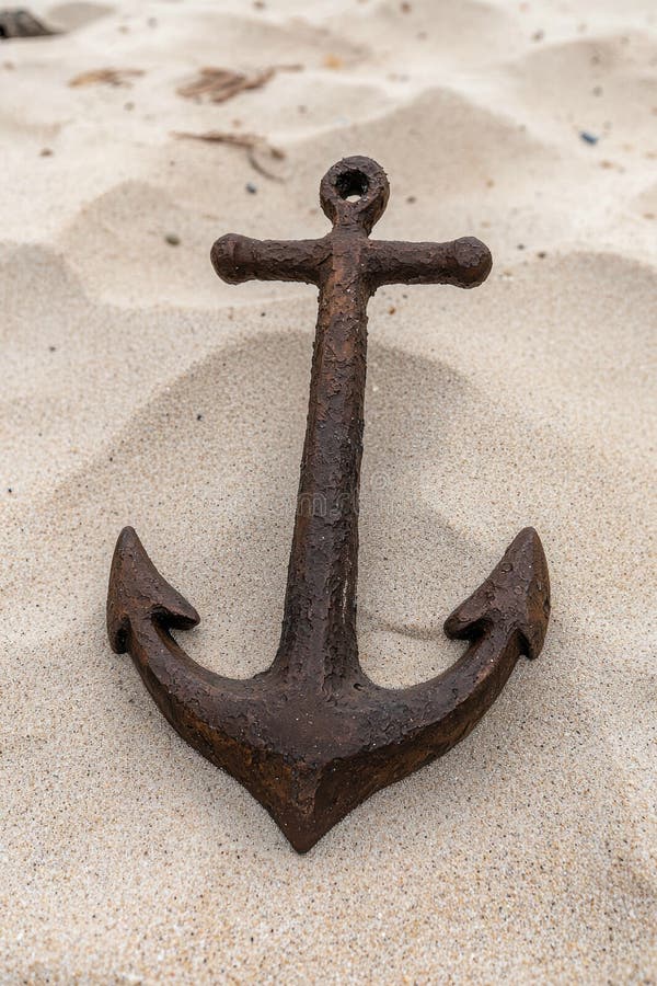 An Old Rusty Anchor on a Sandy Beach. Stock Illustration - Illustration ...