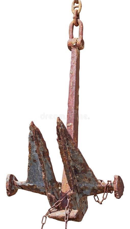 Old Rusty Anchor on a White Stock Image - Image of heavy, abstract ...