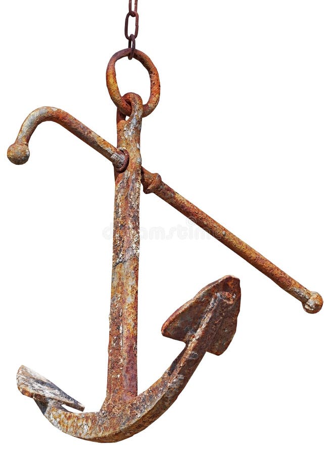 Old Rusty Anchor on a White Stock Image - Image of obsolete, equipment ...