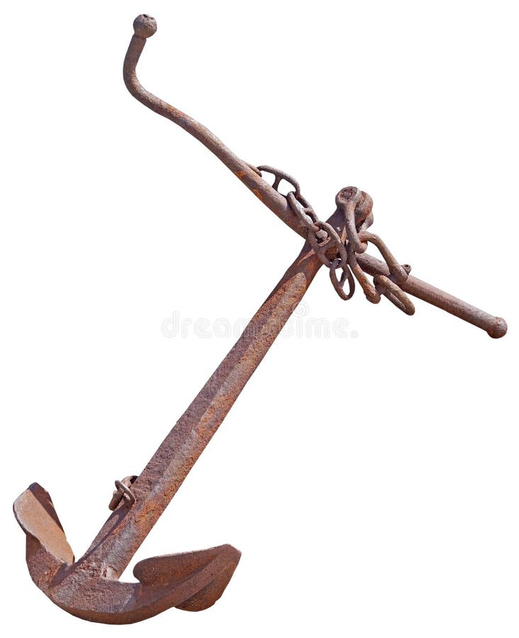 Old Rusty Anchor on a White Stock Image - Image of heavy, abstract ...
