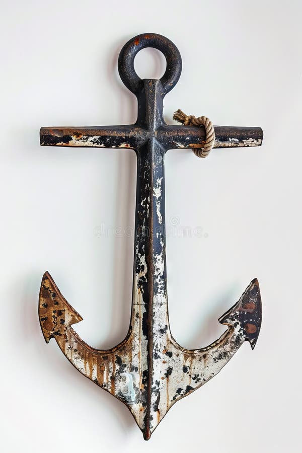An Old Rusty Anchor on a White Wall Stock Image - Image of wall ...