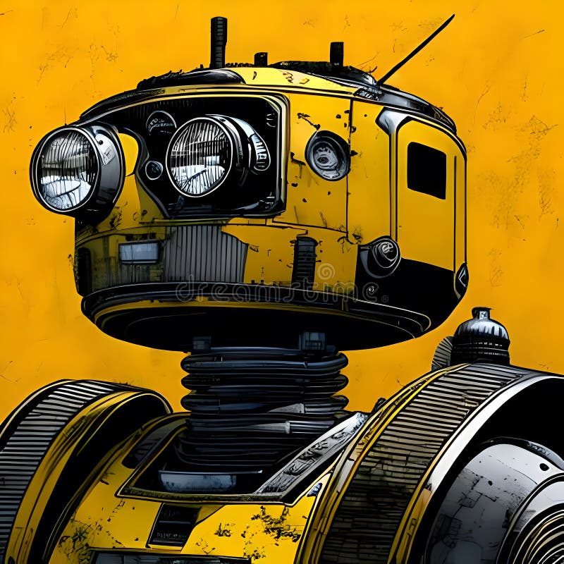 Old rusty android robot stock illustration. Illustration of fiction ...