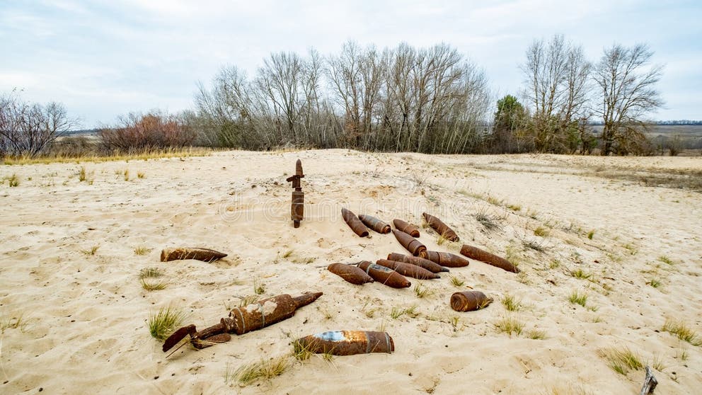Old bombs in desert stock image. Image of bomb, arms - 165333141
