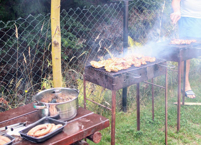 Old rusty barbecue grill stock image. Image of fireplace - 269806061