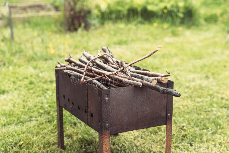 Old rusty barbecue grill stock image. Image of fireplace - 269806061