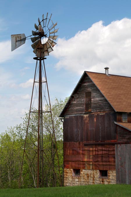Old Rusty Barn and Windmill Stock Photo - Image of history, rustic ...