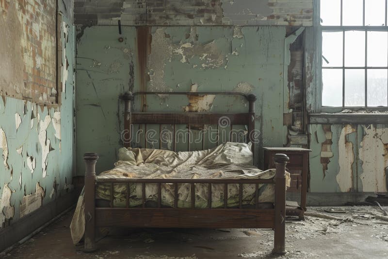 Old Rusty Bed is Showing the Passage of Time Inside an Abandoned ...