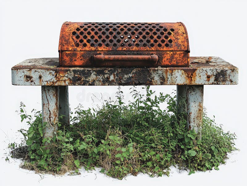 Old Rusty Bench with a Rusty Grill Resting on it in a Park Setting ...